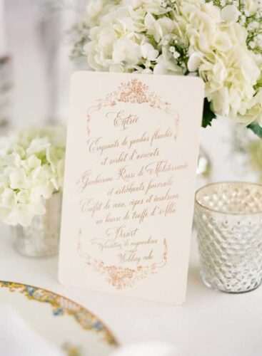Traditional French Wedding Menu Inspiration
